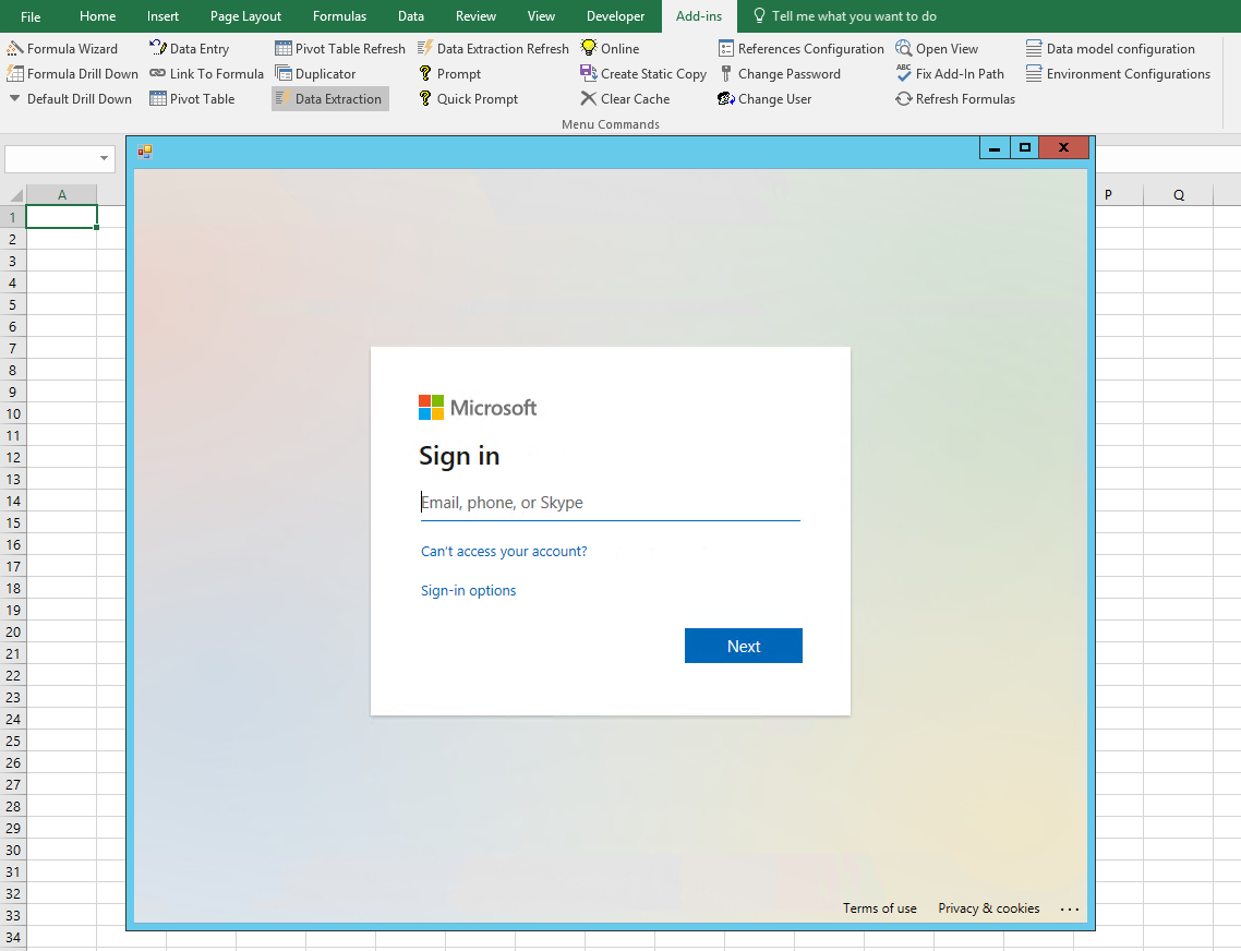 Authentification unique Azure pour Excel Add-in